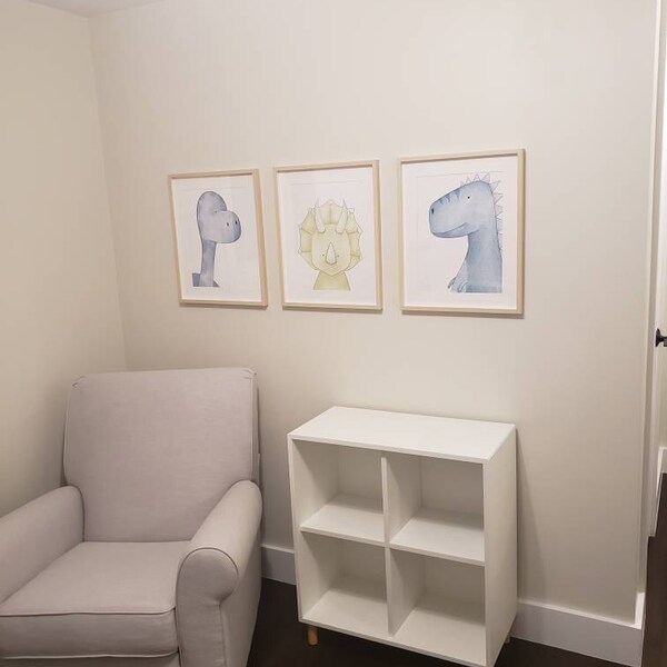 Digital - Blue Dinosaur Print Set, Dinosaur Decor, Dinosaur Nursery Art ...