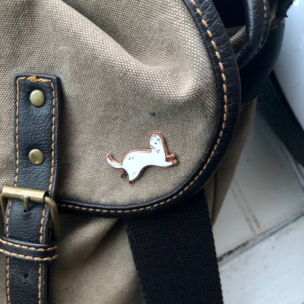 White Pet Ferret Ermine Mink Rose Gold Metal Hard Enamel Pin - Etsy