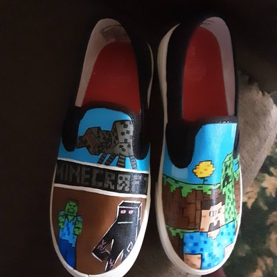 Minecraft Painted Shoes - Etsy