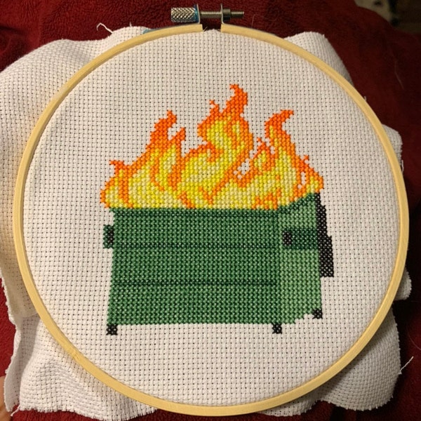 Dumpster Fire Cross Stitch Pattern, Subversive Embroidery, Funny ...