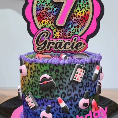 Rainbow Cheetah Cake Topper, Custom Cheetah Cake Topper, Rainbow Animal ...