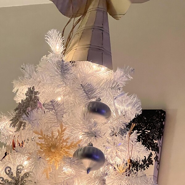 Corrugated Tin Christmas Trees Tin Pine Trees Cabin Lake Home Decor Set ...