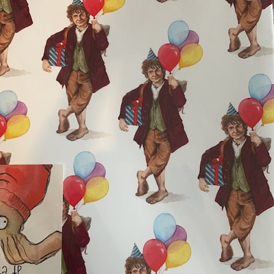 Bilbo Baggins Wrapping Paper, Wrapping Paper, Lord of the Rings, Quirky ...
