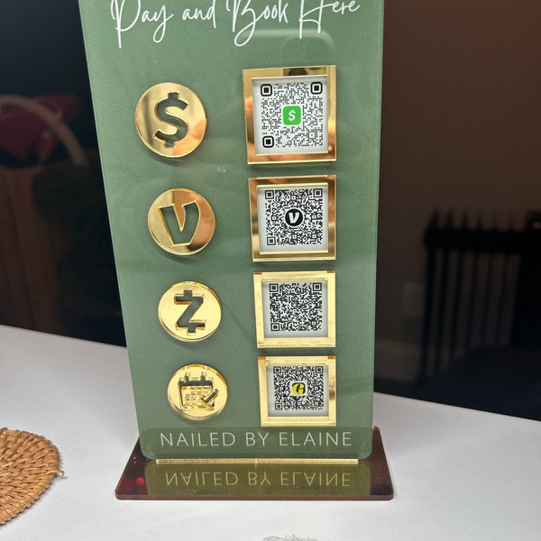 QR Code Display Sign Acrylic, 4 Codes, Quadruple Code Sign, SIZE 4.5x9 ...