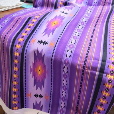 Cotton Southwestern Tuscon Purple Aztec Cotton Fabric Print by the Yard ...
