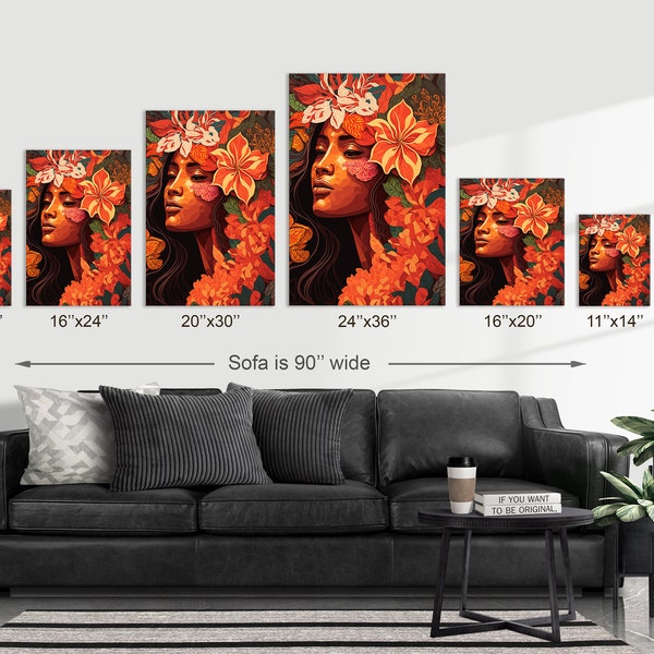 Canvas Print Size Mockup, Canvas Size Guide Mockup, Wall Frame Size ...
