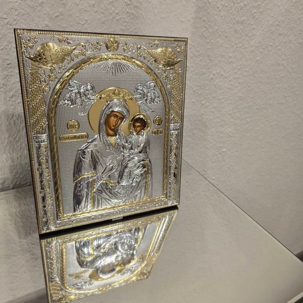 Virgin Mary Three-handed Silver Christian Orthodox Icon / Greek / Handmade - Etsy