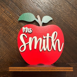 Personalized Apple Name Plate, Teacher Name Plate, Back to School ...