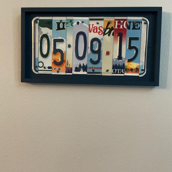 Custom Rustic Empty Wood License Plate Display Frame With Key Hooks ...