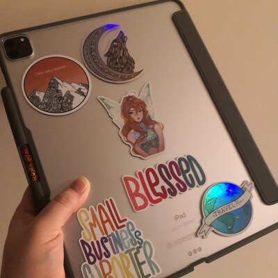 Holographic Moon Wolf Sticker Wolf Sticker Moon Sticker - Etsy