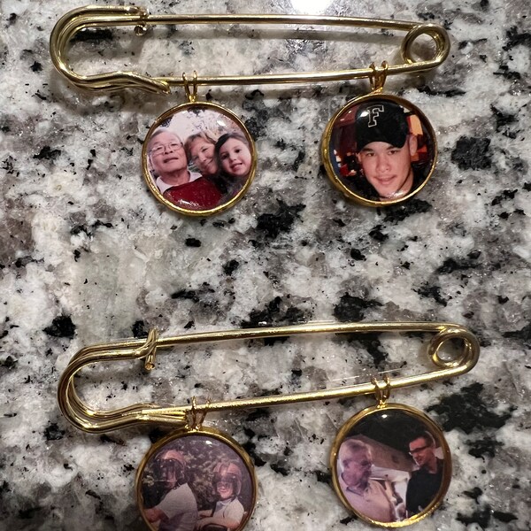 Gold Wedding Boutonniere Pin, Custom Photo Lapel Pin, Personalized ...