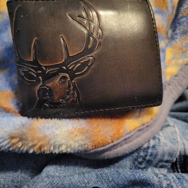 Deer in the Woods BIFOLD Walletmen's Leather Walletpersonalized ...