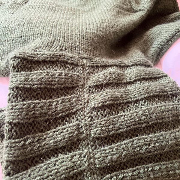 Green Hand Knitted Sweater With Accordion Hood and Pocket Plus Size ...