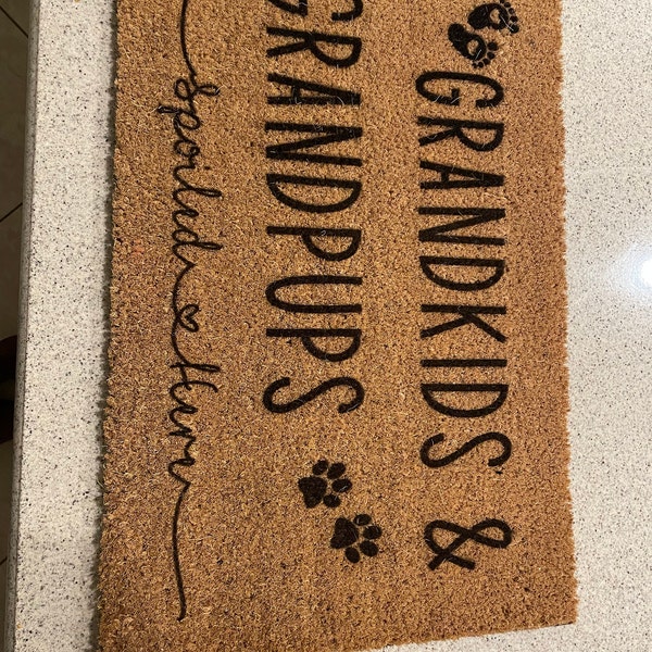Grandkids and Grandpups Spoiled Here Doormat for Grandma Welcome Mat ...