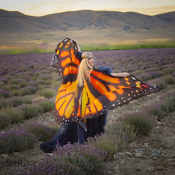 Butterfly Wings Monarch Cape Costume Adult Fairy Wings Chiffon Belly ...