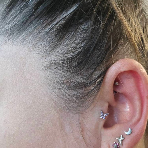 18G/16G Hummingbird Gold Labret Cartilage Studs • Tragus Stud • Conch ...