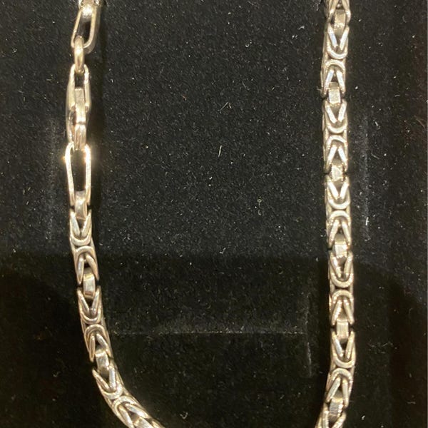 925 Sterling Silver Flat King Chain Bracelet, Real Silver Byzantine ...
