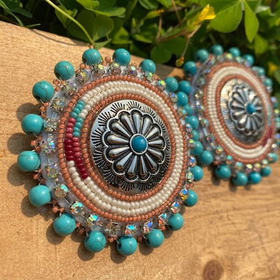 Southwest Native Style Flower Daisy 4 Concho / Conchos 1 3/16 Five ...