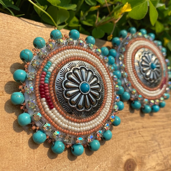 Southwest Native Style Flower Daisy #4 Concho / Conchos 1 3/16 " Five ...
