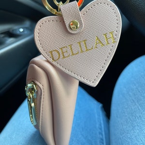 Personalized Heart Key Chain Key Ring Metallic Monogram - Etsy