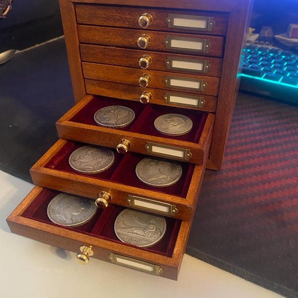 Art. CAP08 Wooden Coin Cabinet for Ancient Coins, Gold, Silver. Coin ...
