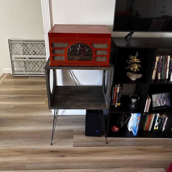 Large Record Player Stand, Vinyl Console, Vinyl End Table, Record ...