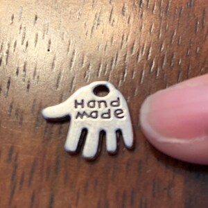240 Tiny Hand Shaped Charms, Say HAND MADE, Silvertone, Small Metal ...