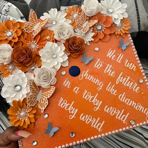 Purple/gold Graduation Cap Topper Paper Flowers Paper - Etsy