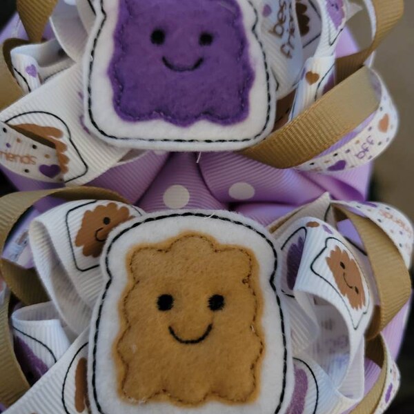 Peanut Butter and Jelly Best Friends Hair Bow Set, Best Friend Gift ...