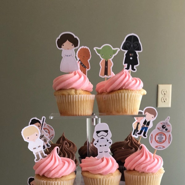 Star Wars Cupcake Toppers, Star Wars Character Cupcake Picks, Set of 12 ...
