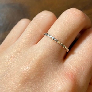 Hammered Beaded Sterling Silver Stacking Ring Stackable Ring Set Dainty ...