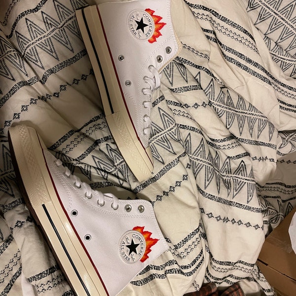 Custom Converse Chuck Taylor 1970s/embroidered Fire Converse/fire ...