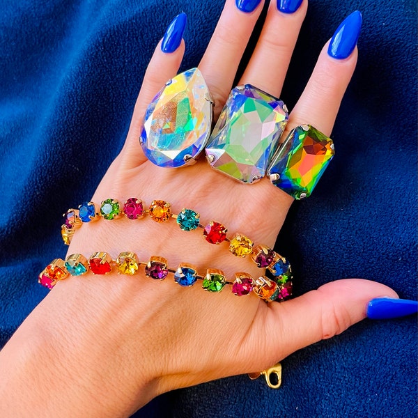 Cocktail Ring, Oversized Ring, Big Crystal Ring, Huge Stone Ring, Large ...