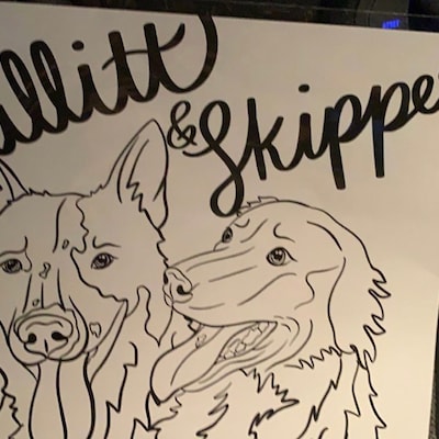 Lilly Inspired Pet Name Line Drawing Portrait - Etsy