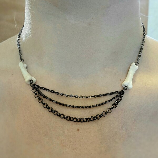 Coyote Toe Bone Draped Necklace, Wedding Jewelry for Gothic Bride ...