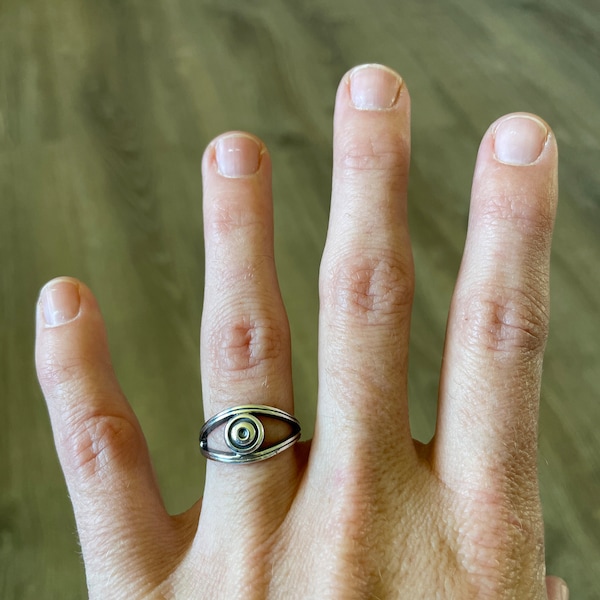 Evil Eye Sterling Silver Ring Handmade Solid Medieval 925 Unique Unisex ...