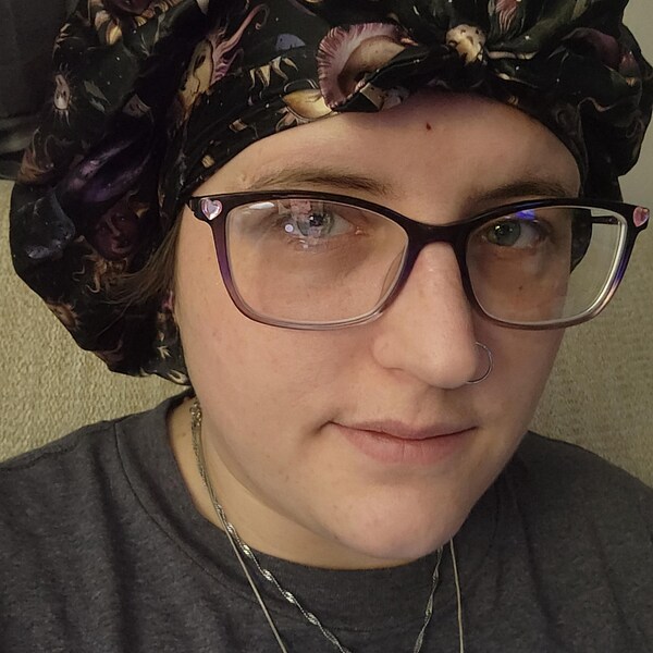 All Hair Types - Satin Bonnet With Bow Tie - Celestial Print - Crescent ...