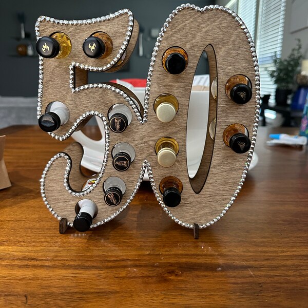 50th Birthday Shot Stand, 50th Birthday Gift, Mini Liquor Bottle Stand ...