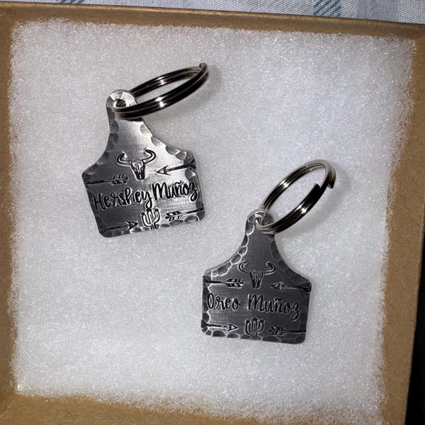Hand Stamped Cattle Ear Tag Drive Safe Cowboy Keychain Gift Farm - Etsy