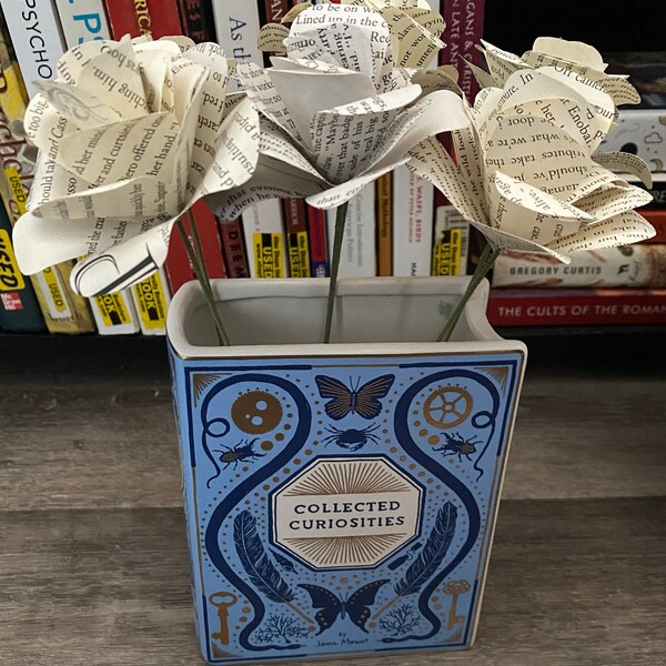 Book Roses, Book Page Flowers, Literary Gift, Bibliophile, Bookworm ...