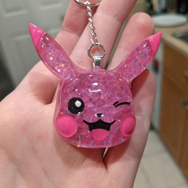 Pastel Pink Pikachu Keychains/badge Reel/pin - Etsy