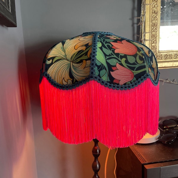 Maximalist Green Pink Zebra Handmade Velvet Lampshade Fringe Light ...