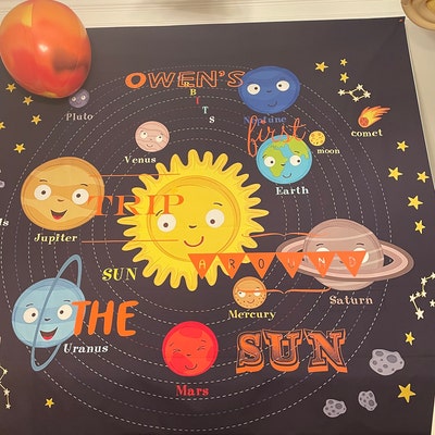 First Trip Around the Sun Photo Backdrop Kids 1st Birthday Outer Space ...