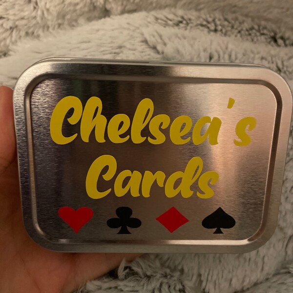 Playing Cards Metal Storage Tin - Gold/silver - Personalised Travel ...