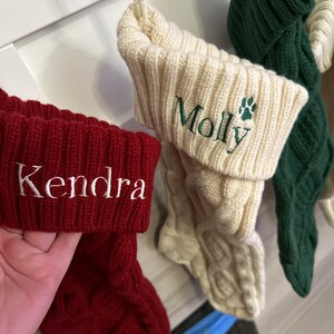 Personalized Stocking, Embroidered Stocking, Red Cable Knit Stocking ...