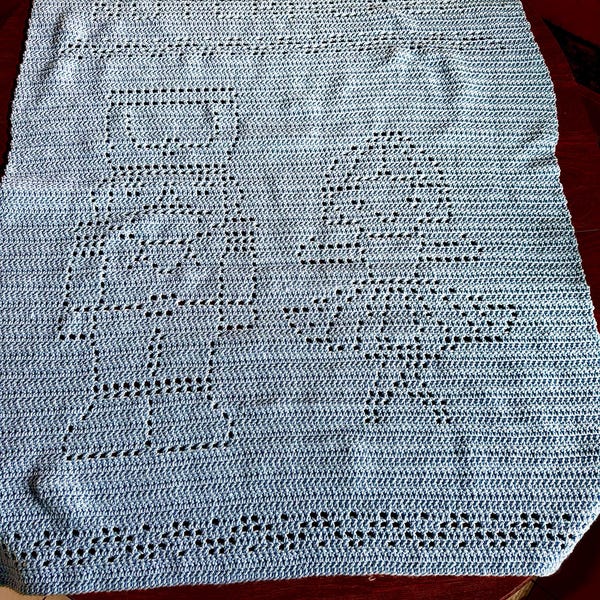 Dinosaur Filet Crochet Baby Blanket PDF Pattern - Etsy