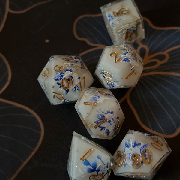 Regal Porcelain Dice | Teacup Dice | Floral Dice | Artisan Resin Dice ...