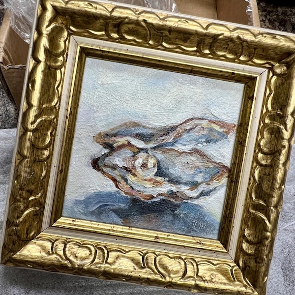 Seashell Pearl Painting Sea Shell With Pearl Artwork Original Oil ...