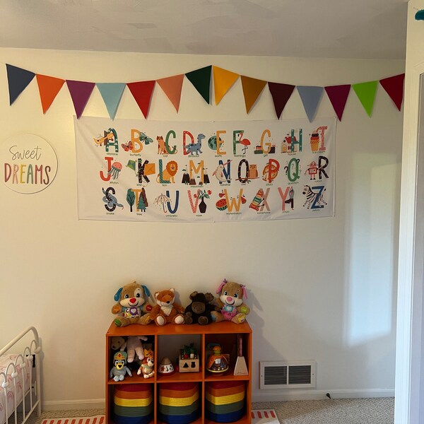 Alphabet Pictures Tapestry for Kids Educational Letters Pictures Wall ...