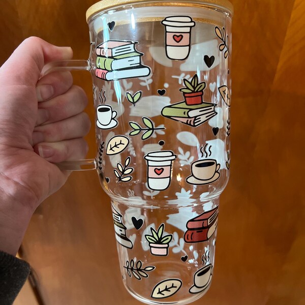 40oz Glass Tumbler With Handle, Halloween Glass Tumbler, Cute Halloween ...